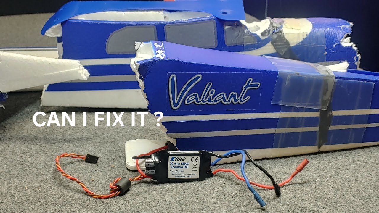 RC AIRPLANE CRASH E-FLITE VALIANT 2023 SPEKTRUM CAN THE SMART ESC BE ...