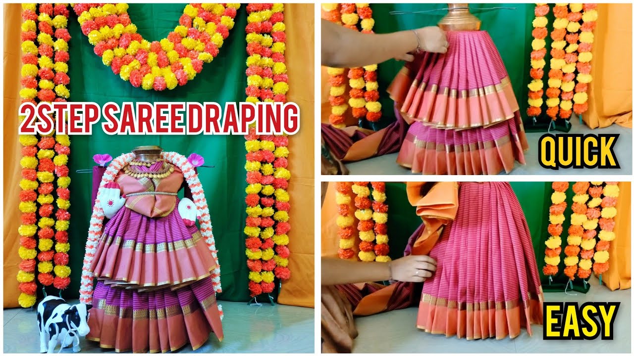 Quick and easy 2step varamahalakshmi saree draping method ...