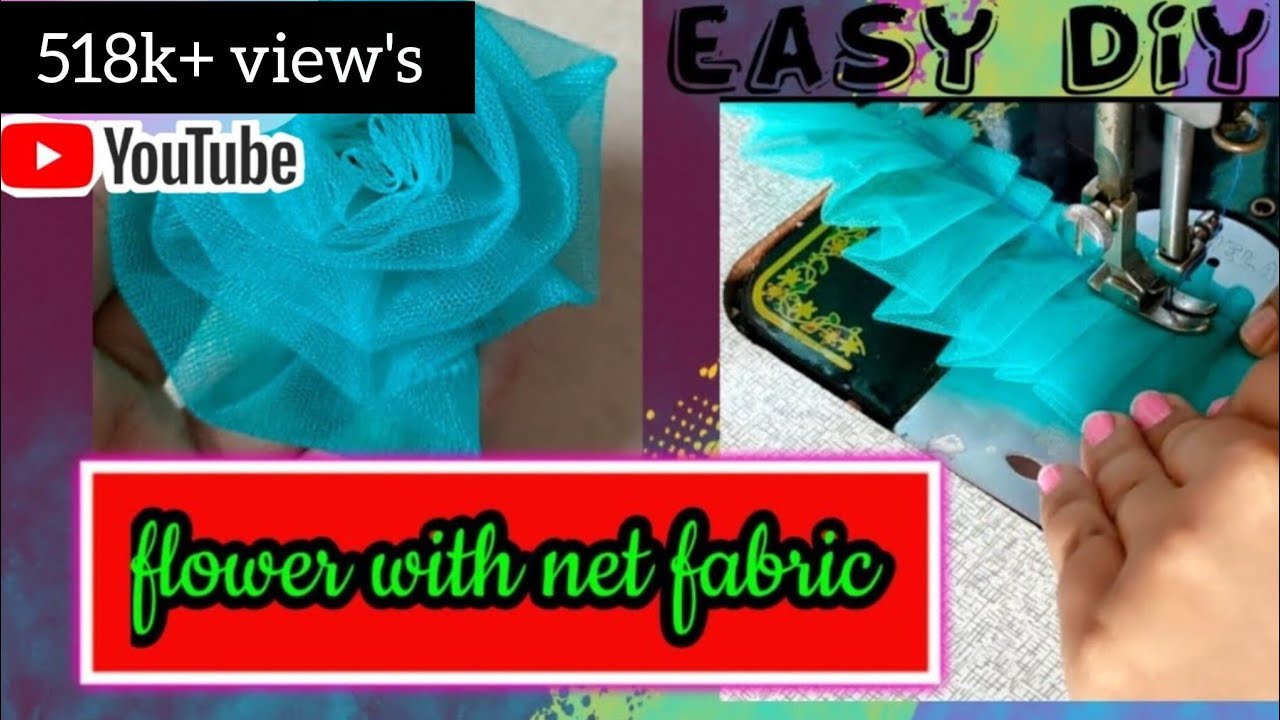 flower with net cloth||easy diy||kids frocks decor||flower making ...