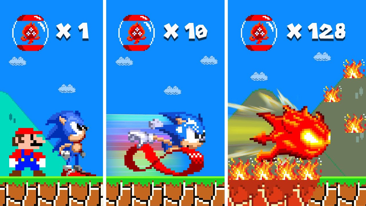 Mario vs Sonic. but Wisp Power Upgrades Sonic to FIRE SONIC and Burns EVERYTHING | Game ...
