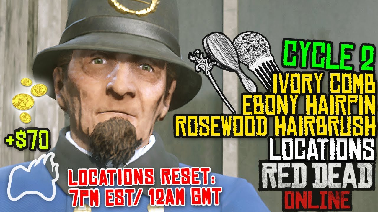 RED DEAD ONLINE Ebony Hairpin, Ivory Comb & Rosewood Hairbrush ...