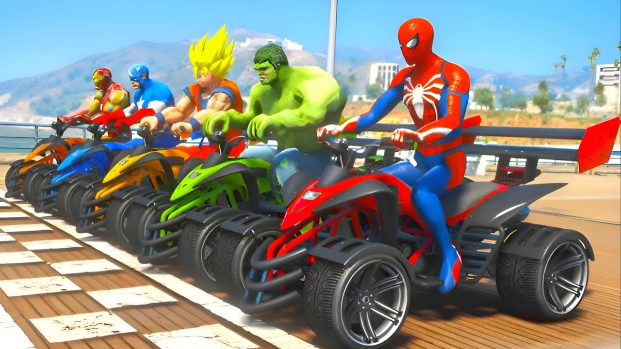 SPIDER-MAN!on Motorcycle in Spiral Bridge Stunt Ride - YouTube