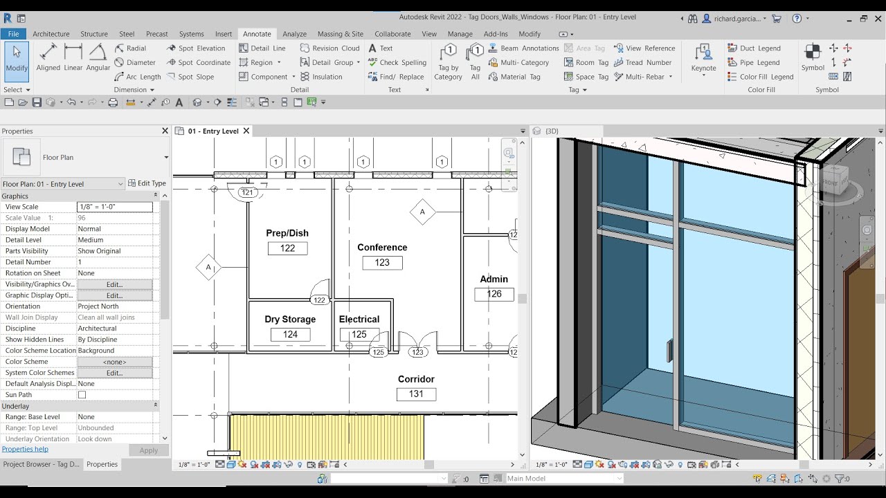 REVIT 2022 ARCHITECTURE LESSON 37: ADD DOOR, WINDOW AND WALL TAGS - YouTube