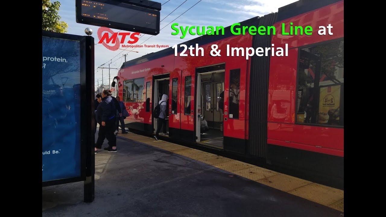 MTS Trolley Green Line at 12th & Imperial - YouTube