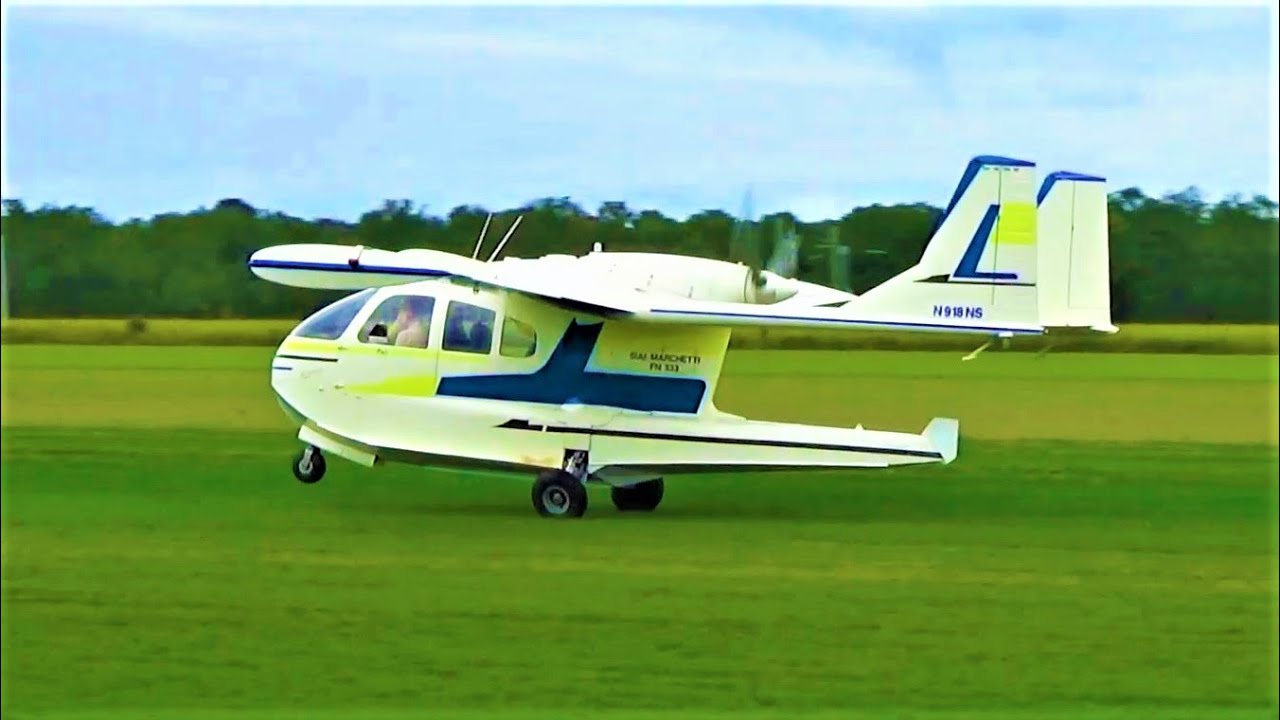 RARE RIVIERA 1965 Seaplane pusher engine start take off gear retract ...