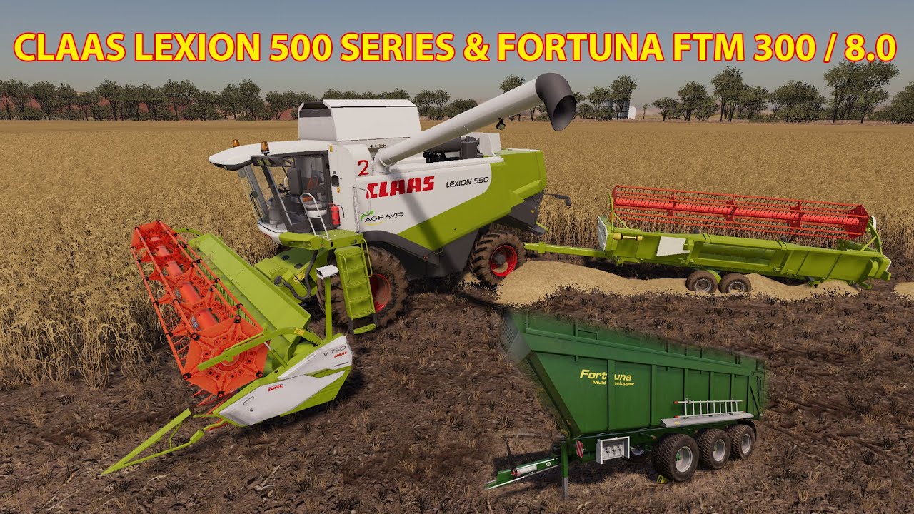 FS19 - Claas Lexion 500 Series & Fortuna FTM 300 / 8.0 - YouTube