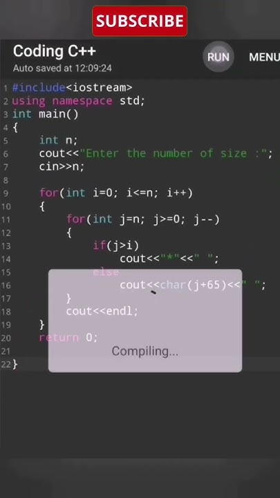 Best C++ pattern program tutorial video || 💯🧠 #youtubeshorts #c++pattern program #codewriter07 ...