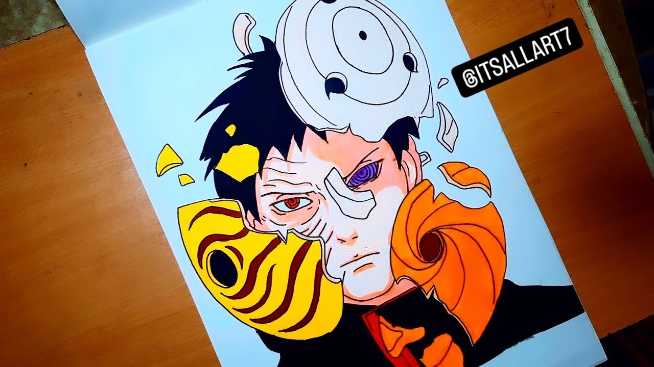 Drawing - obito uchiha with broken mask// speed drawing - obito with ...