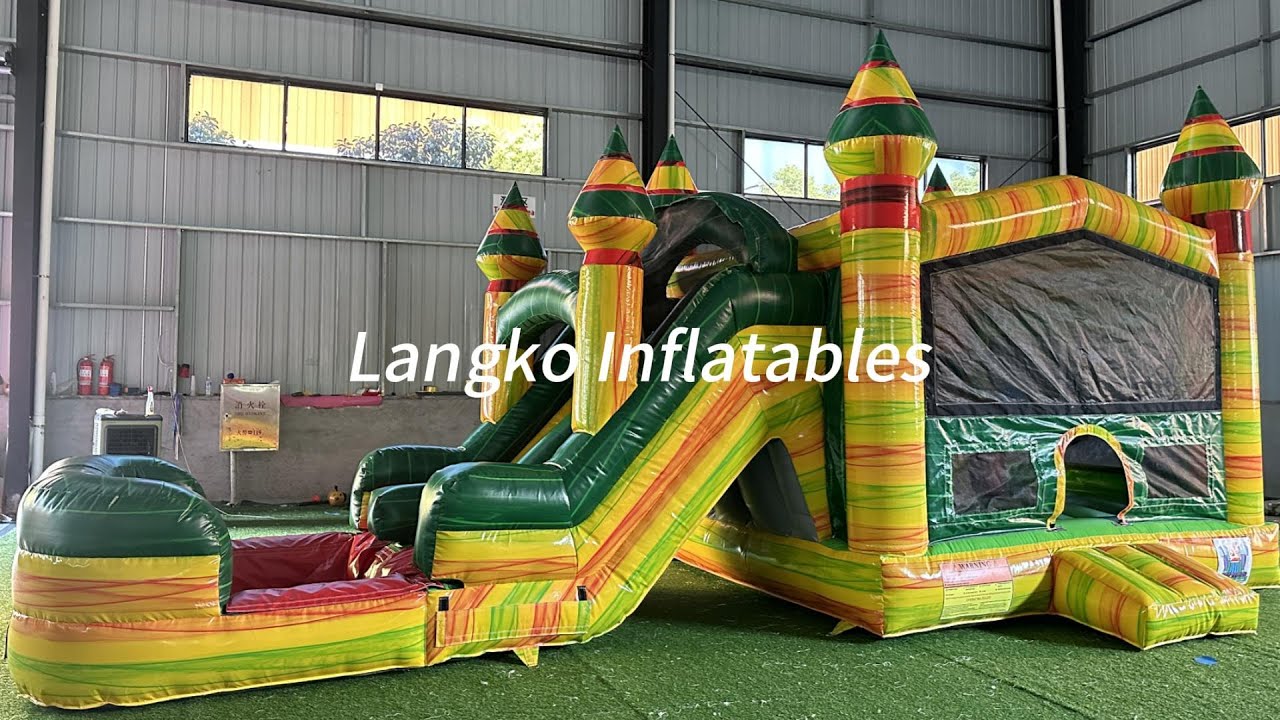 Outdoor large party jumpers yellow green marble wedding bouncer double ...