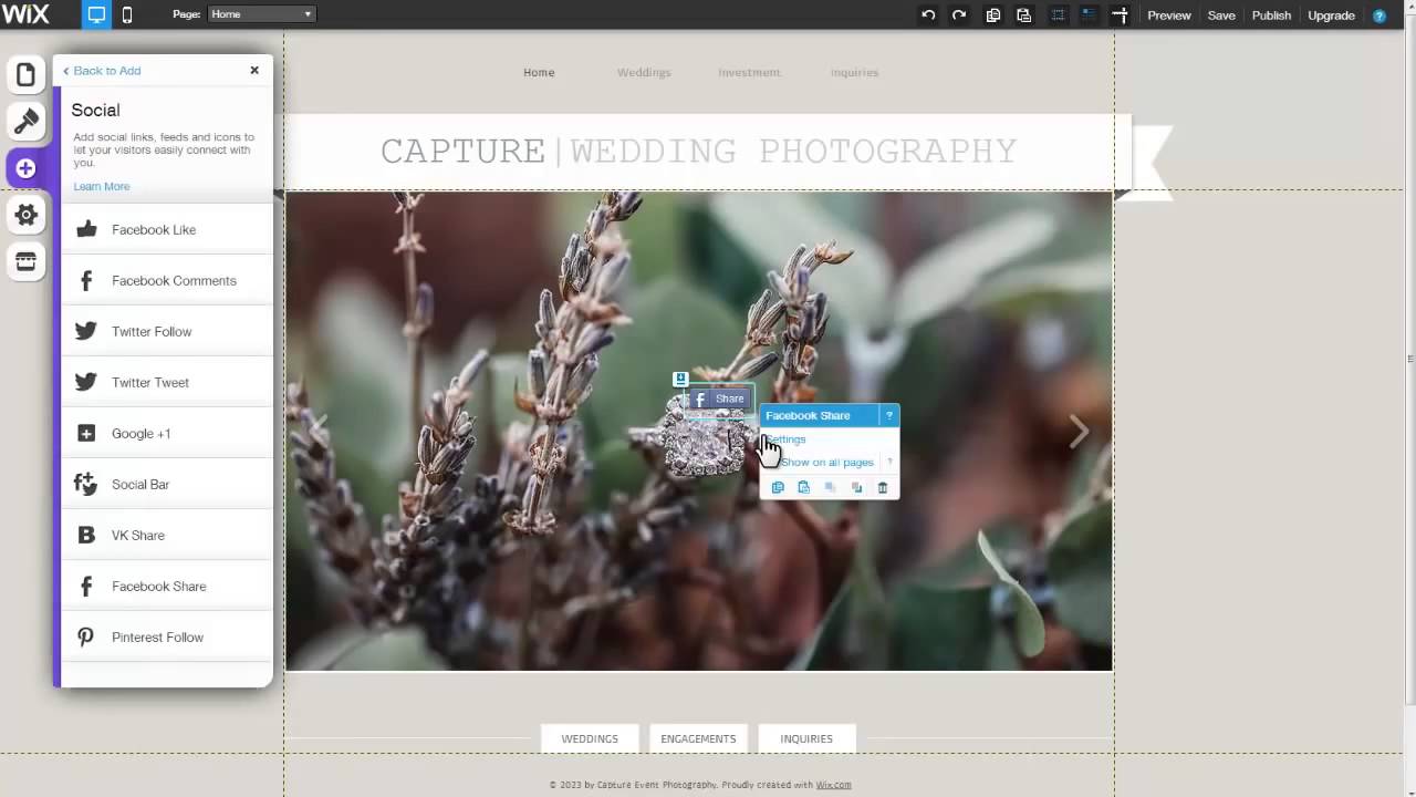 How to add a Facebook Share Button Wix com - YouTube