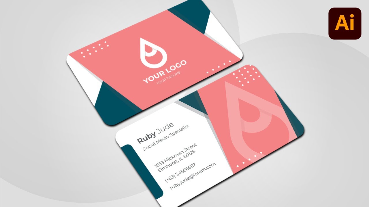 Business Card Design In Adobe Illustrator - YouTube