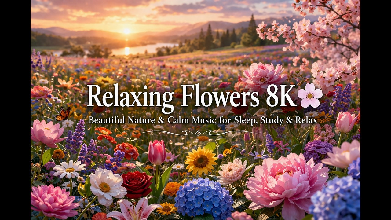Relaxing Flowers 8K 🌸 – Beautiful Nature & Calm Music for Sleep, Study ...