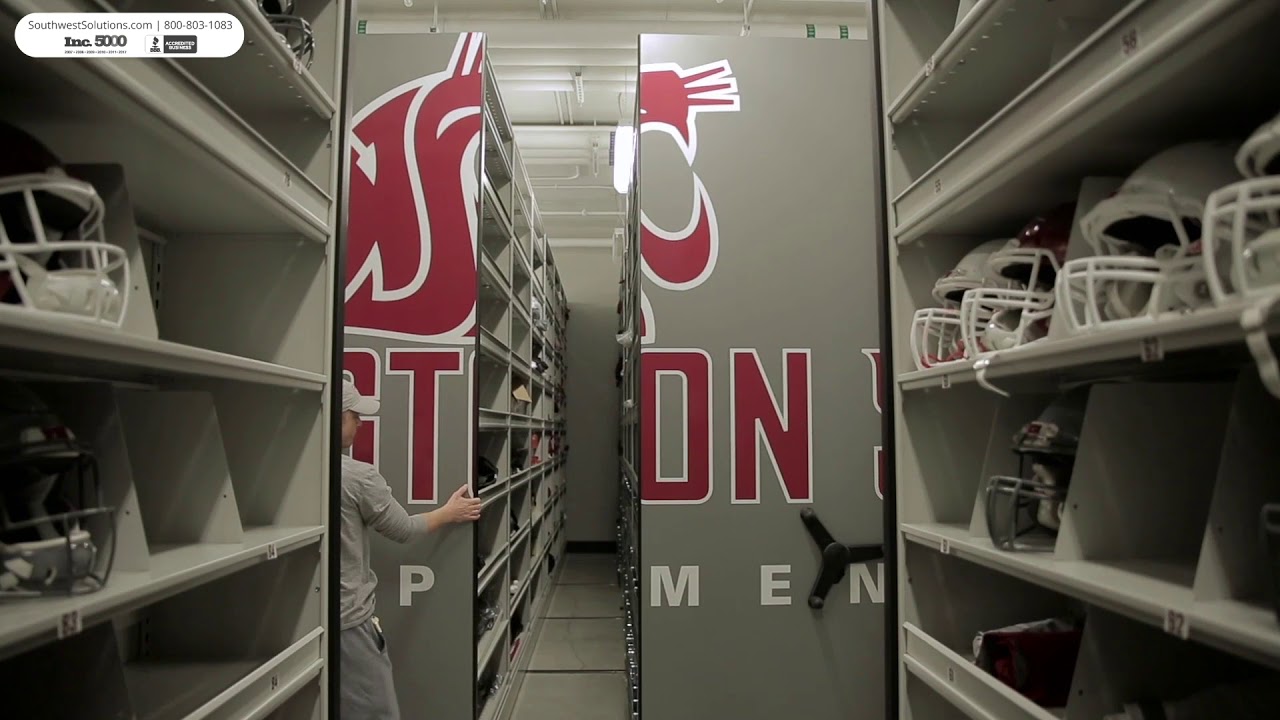 Football Equipment Room High-Density Storage Shelving - YouTube