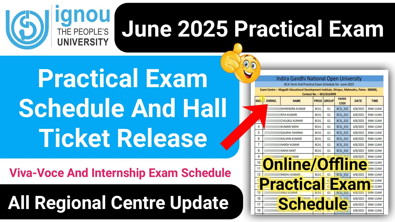 IGNOU Practical Exam Schedule 2025 | IGNOU Practical Exam Hall Ticket ...