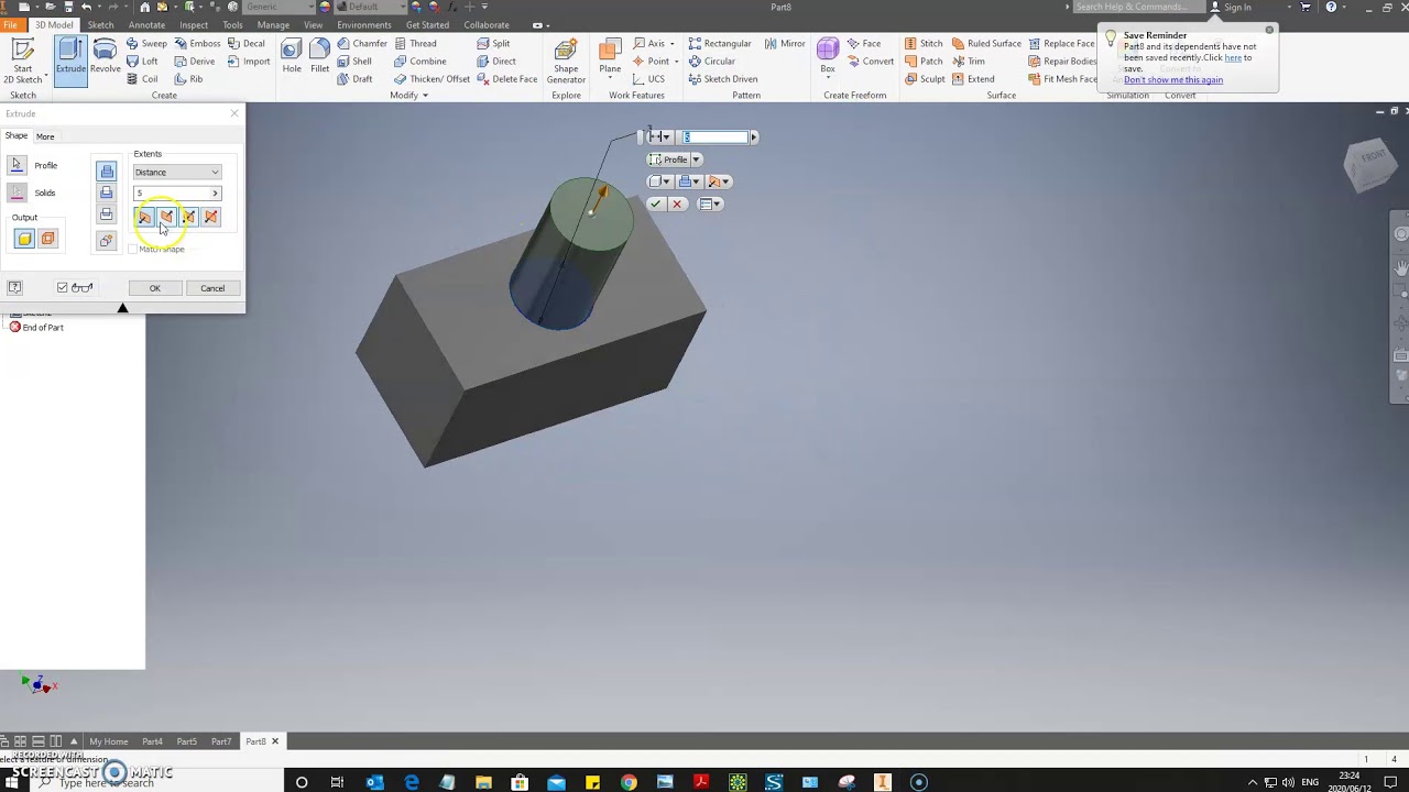 INVENTOR BASICS : EXTRUDE COMMAND - YouTube