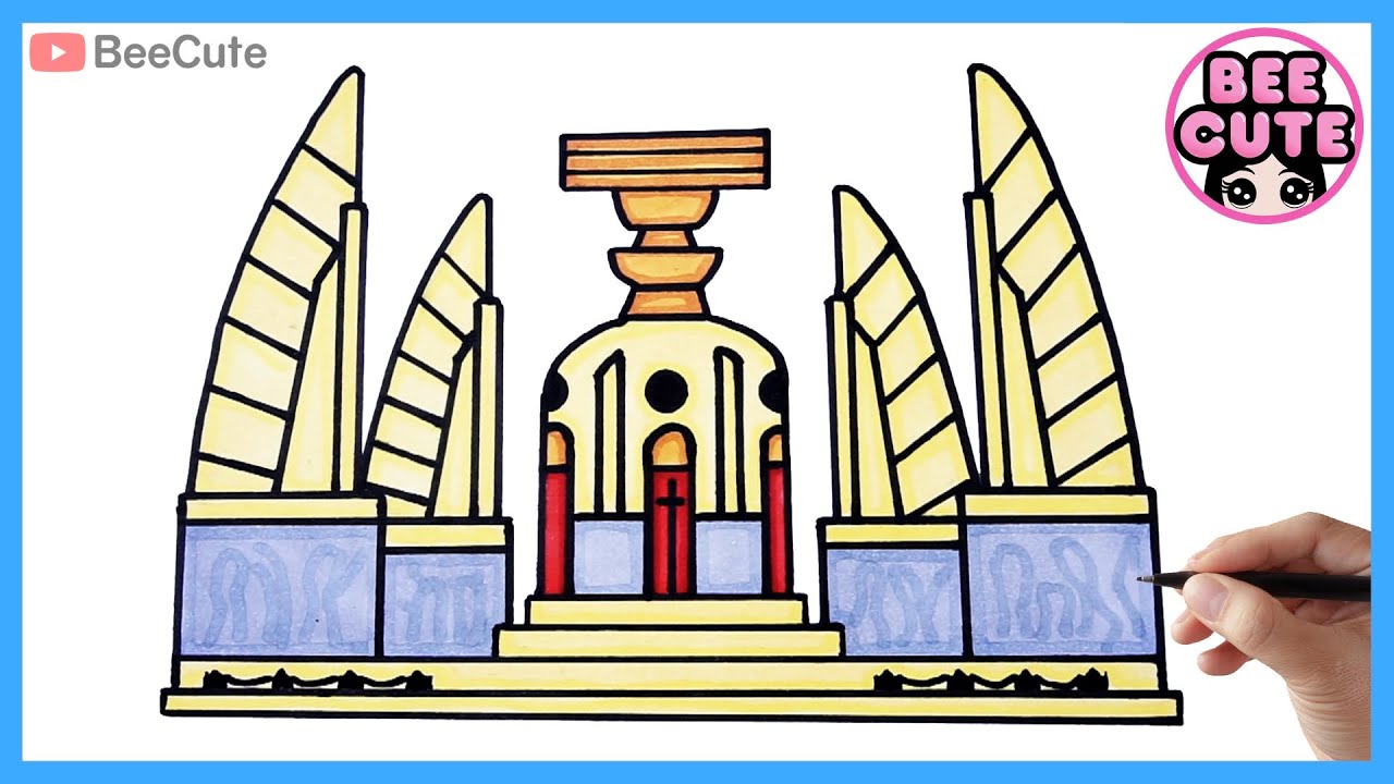 วาดอนุสาวรีย์ประชาธิปไตย | วาดรูปวันรัฐธรรมณูญ 10 ธันวาคม | How to draw ...