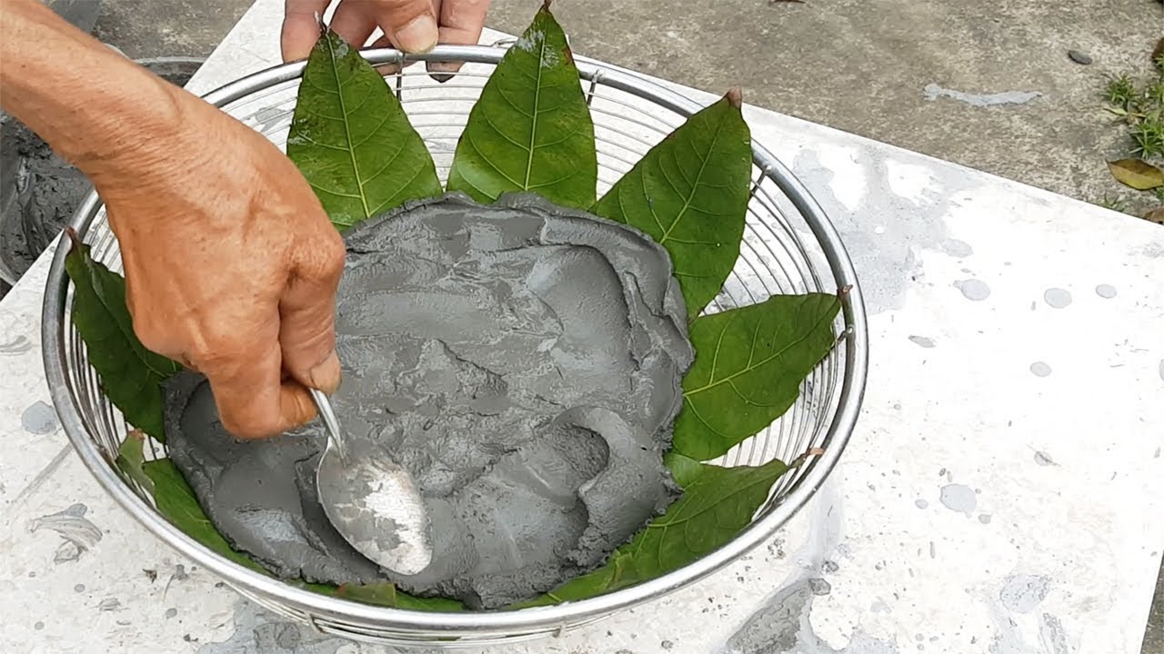 How to make leaf-shaped flower pots | Casting concrete leaves - Cement ...