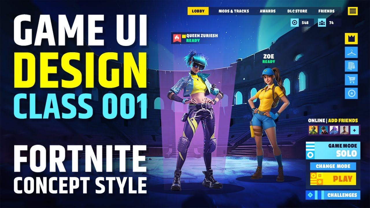 Game UI Design | Class 001 | Fortnite Concept Style - YouTube