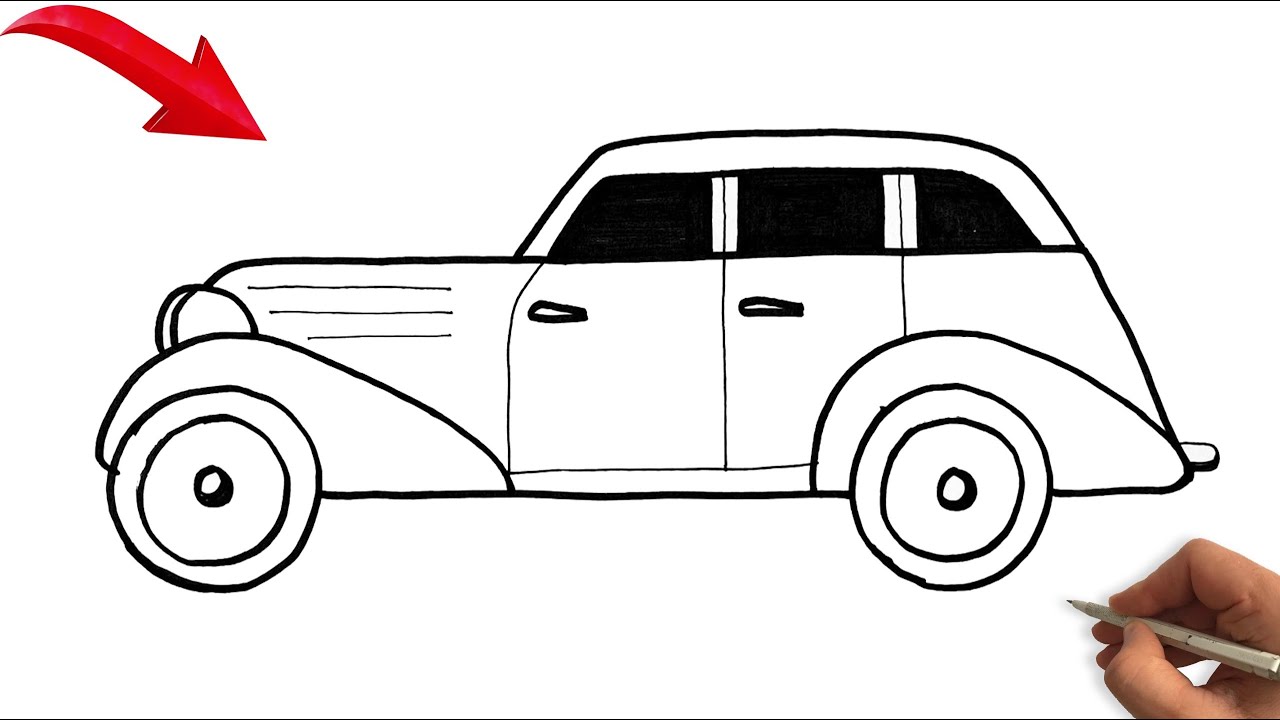 How to Draw a Classic Car Step by Step | Easy Car Drawings - YouTube