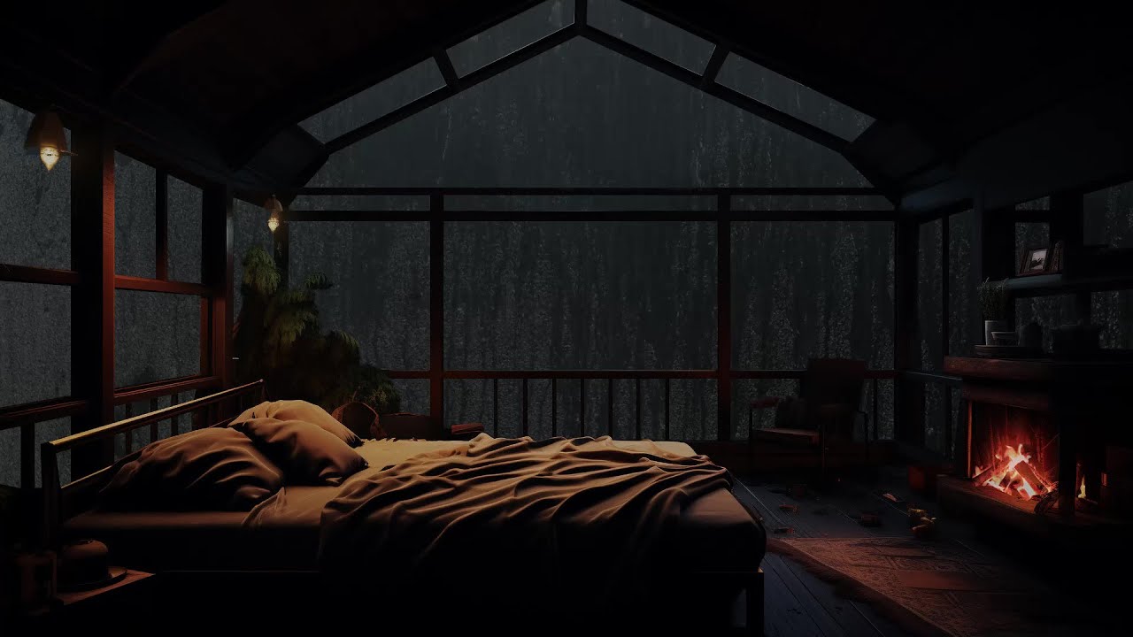 Cozy Bedroom with Rain Sounds for Sleeping | Rain on Window with ...