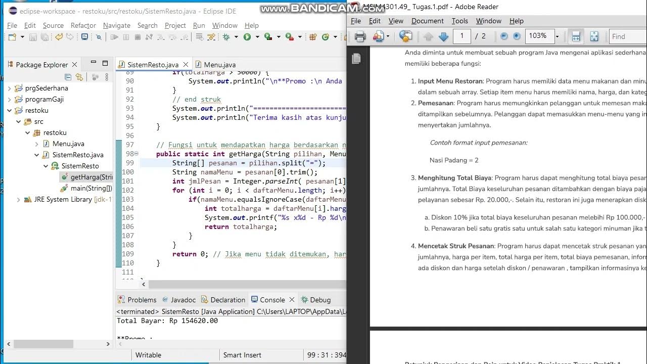 Aplikasi resto sederhana berbasis java - YouTube