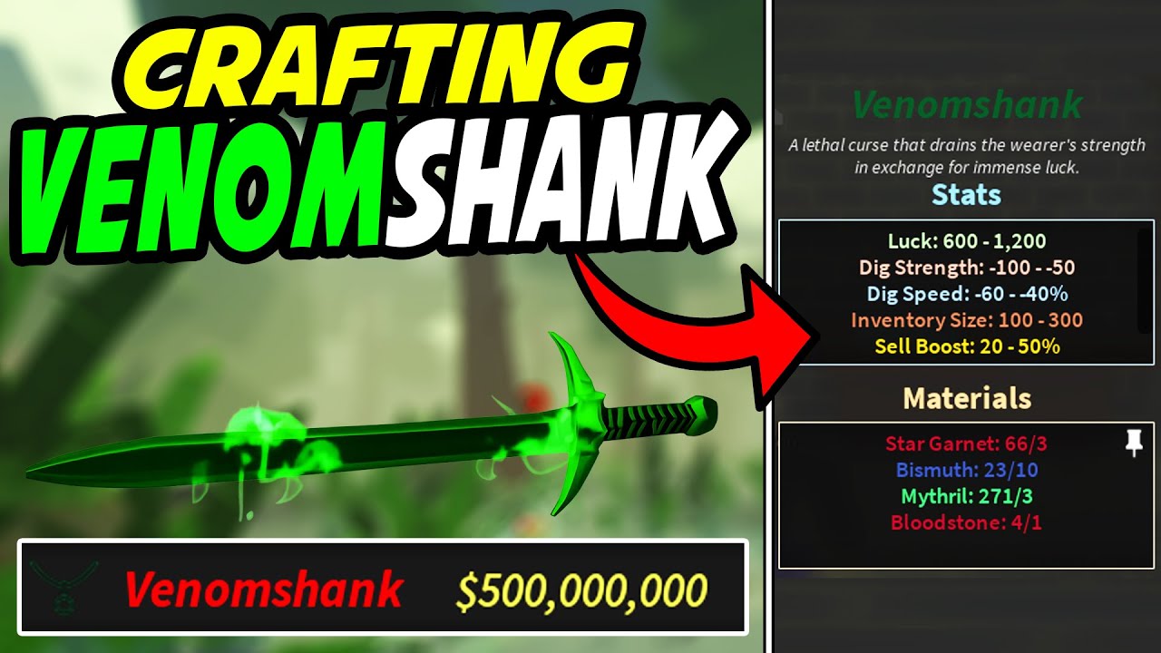 Crafting VENOMSHANK in Prospecting! (Roblox) - YouTube