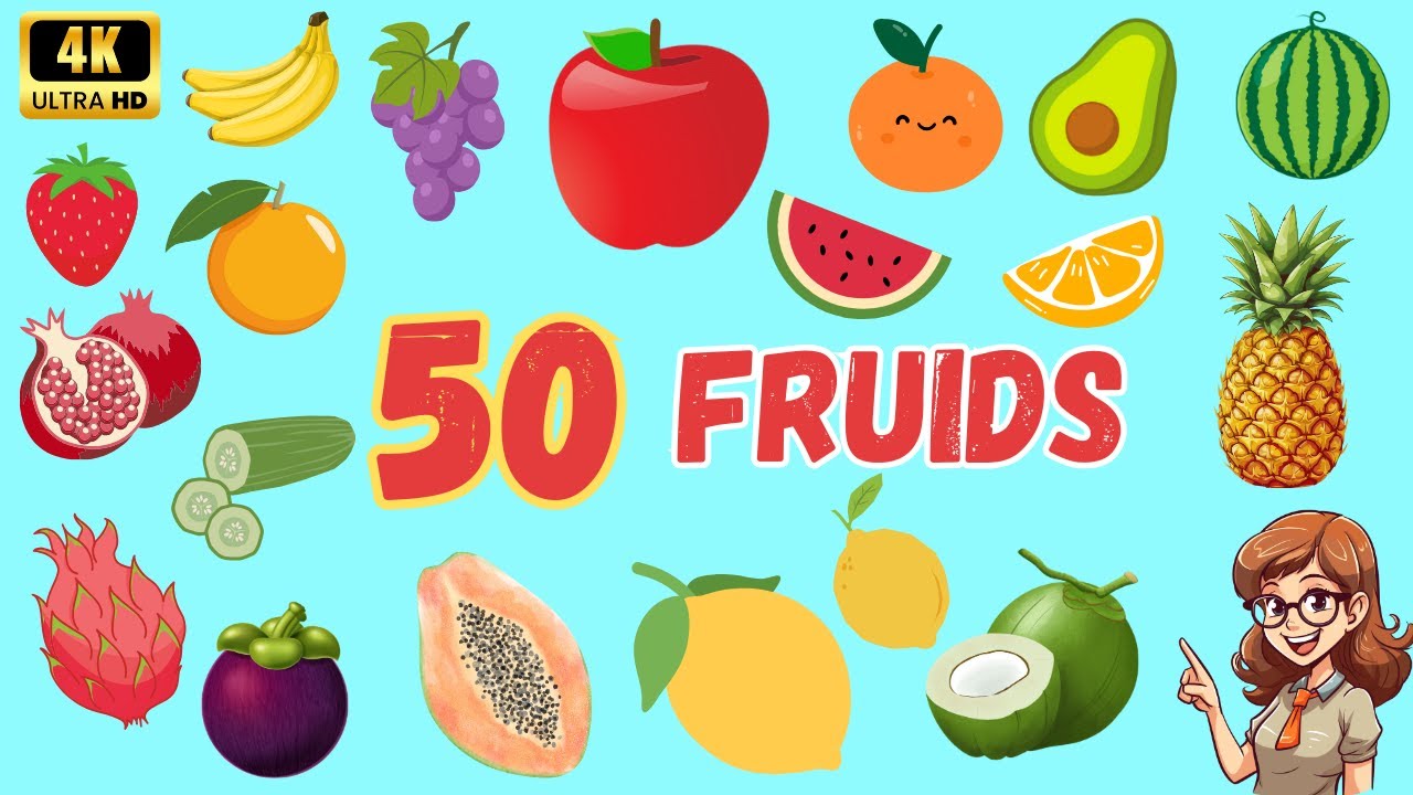 50 FRUITS NAME for Toddlers | First Words for Babies | Learning Videos ...