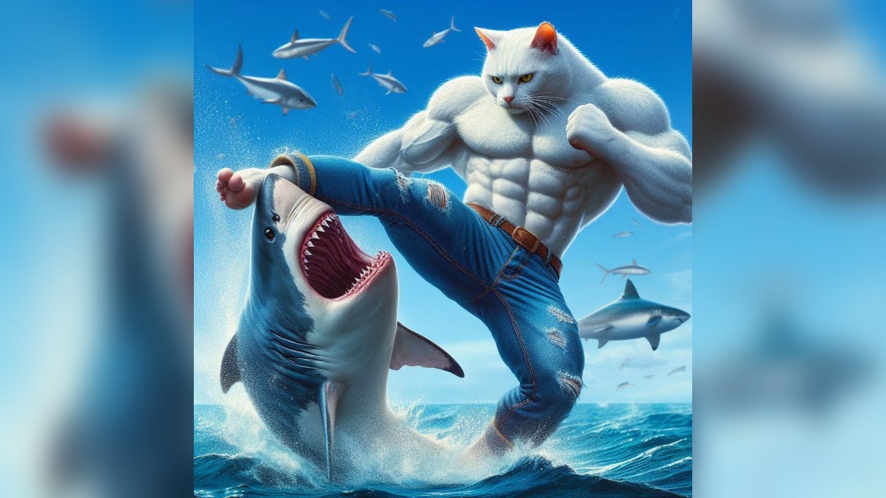 Daddy Cat Fights Shark to Save a Kitten 👊🙏💪 - YouTube
