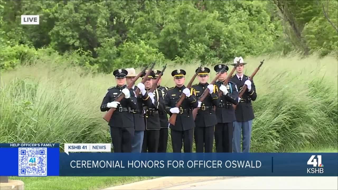 Ceremonial honors for Fairway police officer Jonah Oswald - YouTube