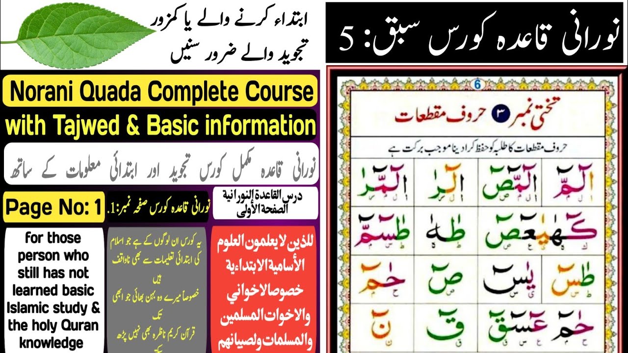 Noorani Qaida lesson 5 / Noorani Qaida takhti 3 / page 4 - حروف مقطعات ...