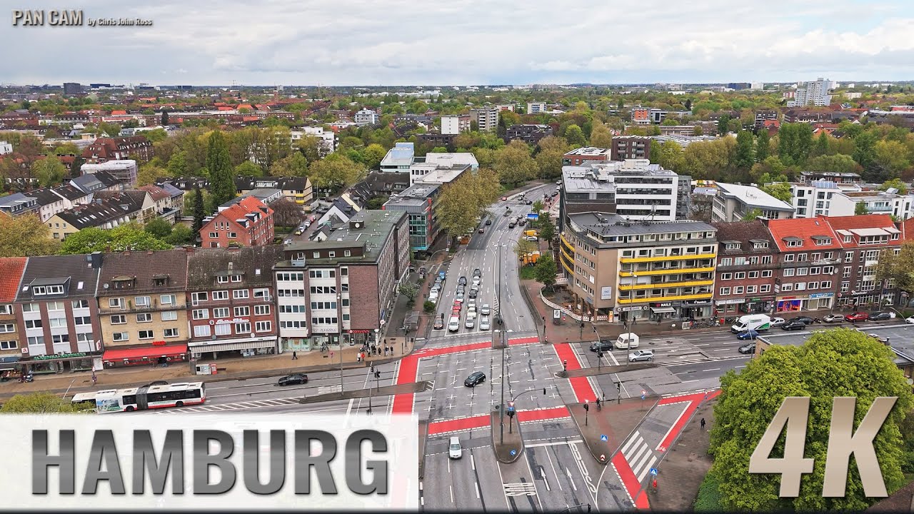 Hamburg, Germany: Wandsbek - Wandsbeker Markt, ZOB, Ring 2 - Aerial Pan ...