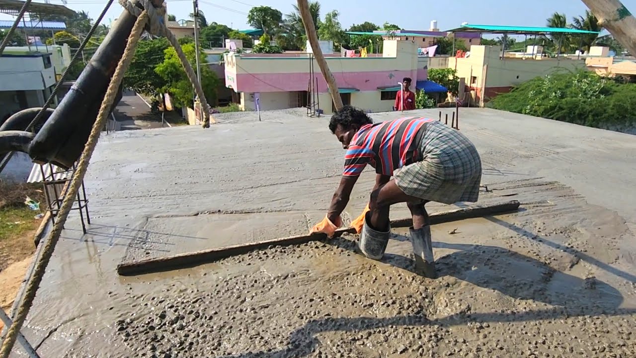 Exactly Magnificent Roof Reinforcement!-House Slab Concrete putting ...