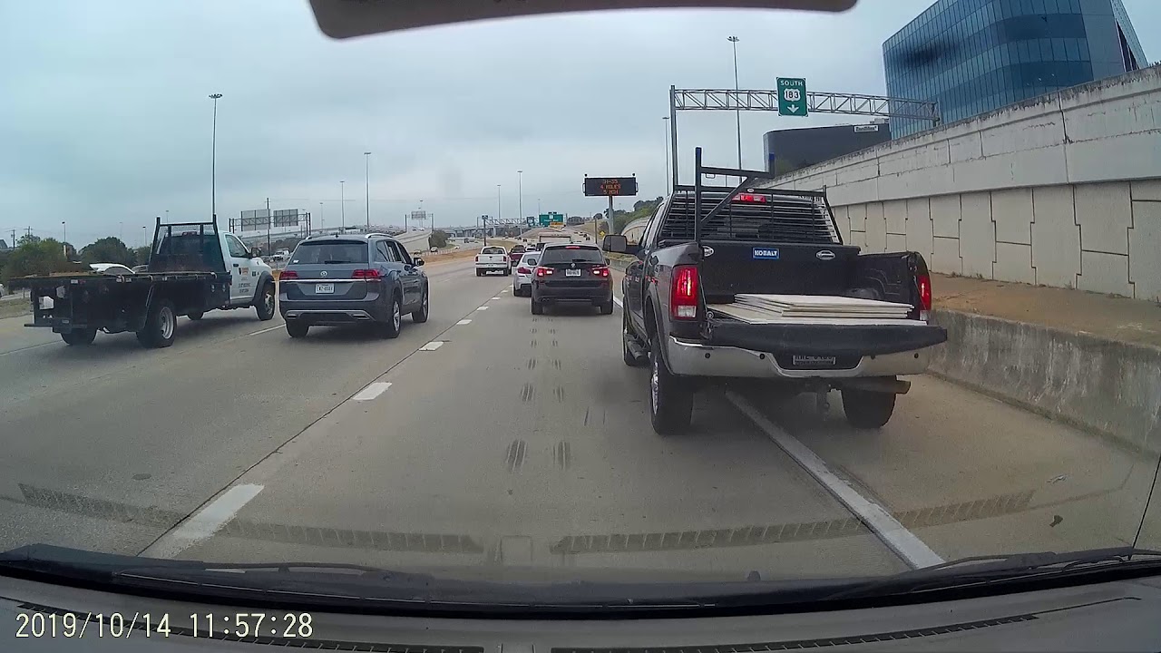 Almost rear-end pickup in unexpected stopped traffic - YouTube