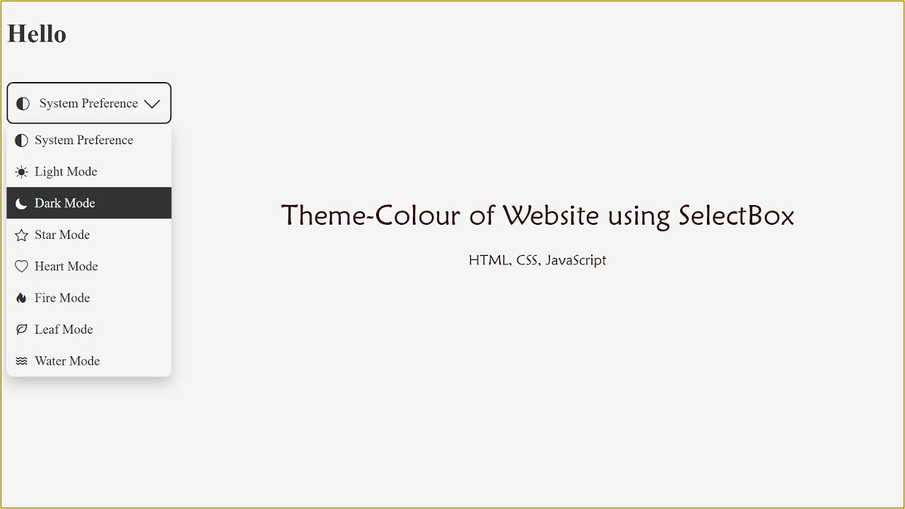 Switching Theme Color On Website Using Selectbox With Html Css Javascript And Bootstrap Khmer