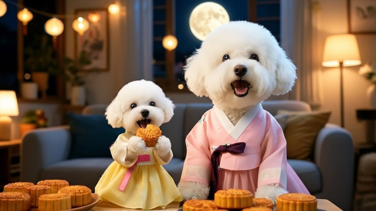 💐 💖 The Mooncake Moment: Mother Dog and Puppy's Magical Mid-Autumn ...