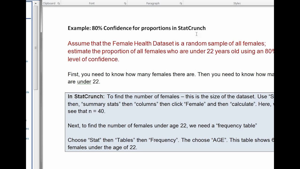 HOW TO VIDEO Dr Ami Gates StatCrunch Confidence Intervals - YouTube