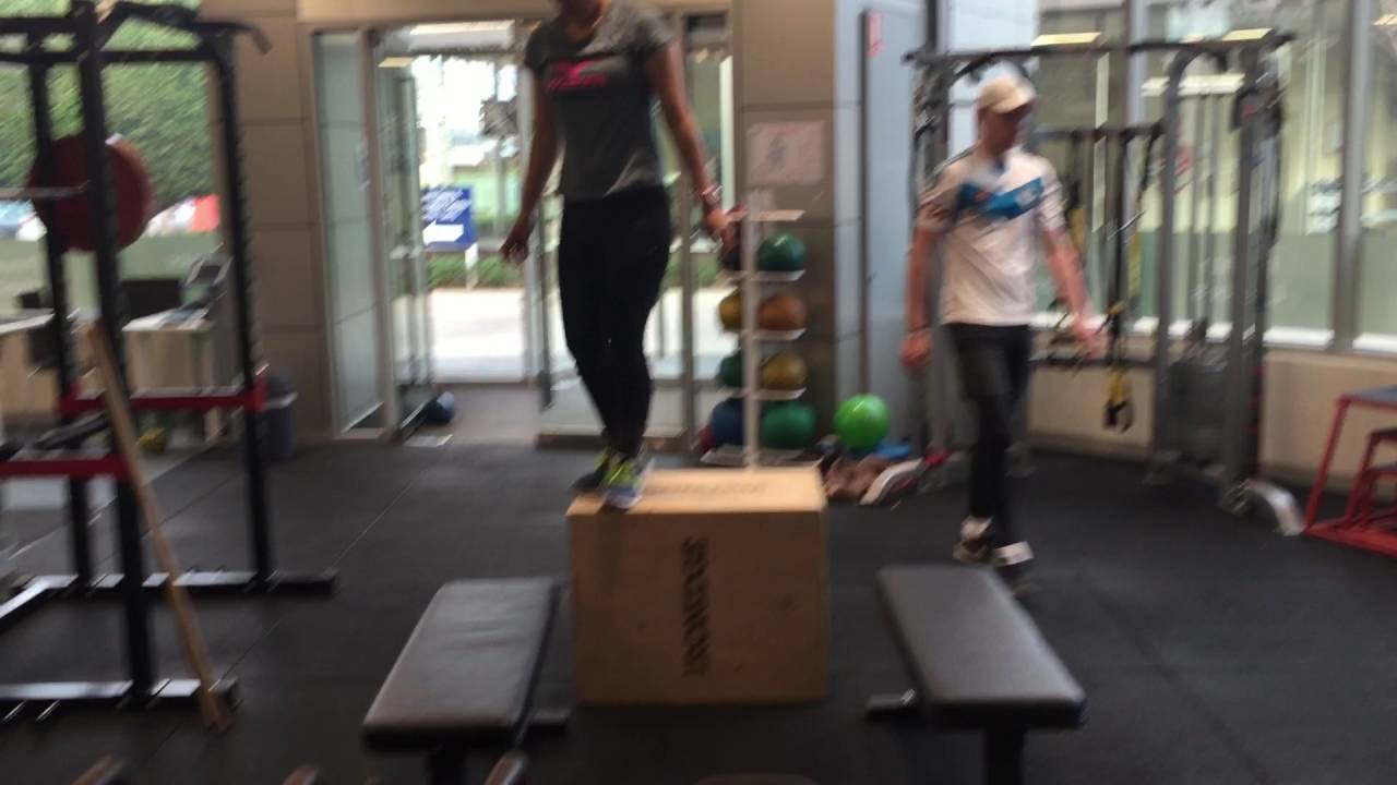 Golf Science: Depth Rotation Box Jump Female - YouTube