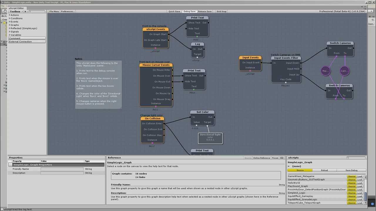 UNITY3D Programmation avec USCRIPT , Visuel script, Part 1. - YouTube
