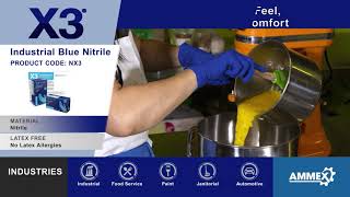 X3 NX3 Product Video. Blue Industrial-Grade 3-Mil Nitrile Glove