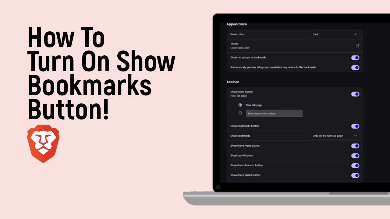 How to Turn On Show Bookmarks Button on Brave [easy] - YouTube