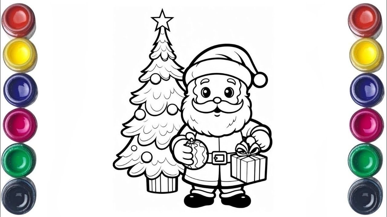 Santa Clouse Drawing for Kids, Painting for Coloring for Kids | Let's ...