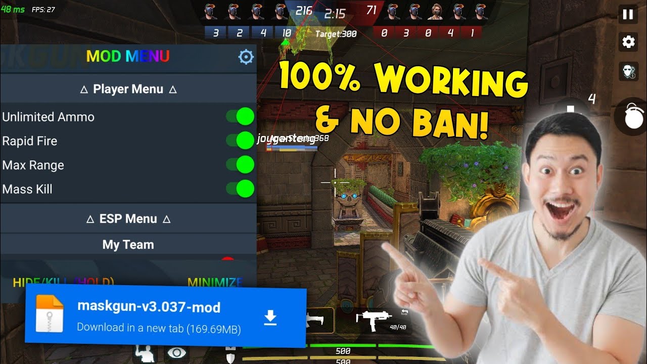 MaskGun Mod Menu v3.037, No Ban, VIP, Unlimited Ammo, Rapid Fire, ESP ...