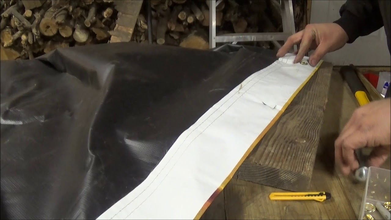 fixing/making a tarp with stark tarp gromment repair set - YouTube