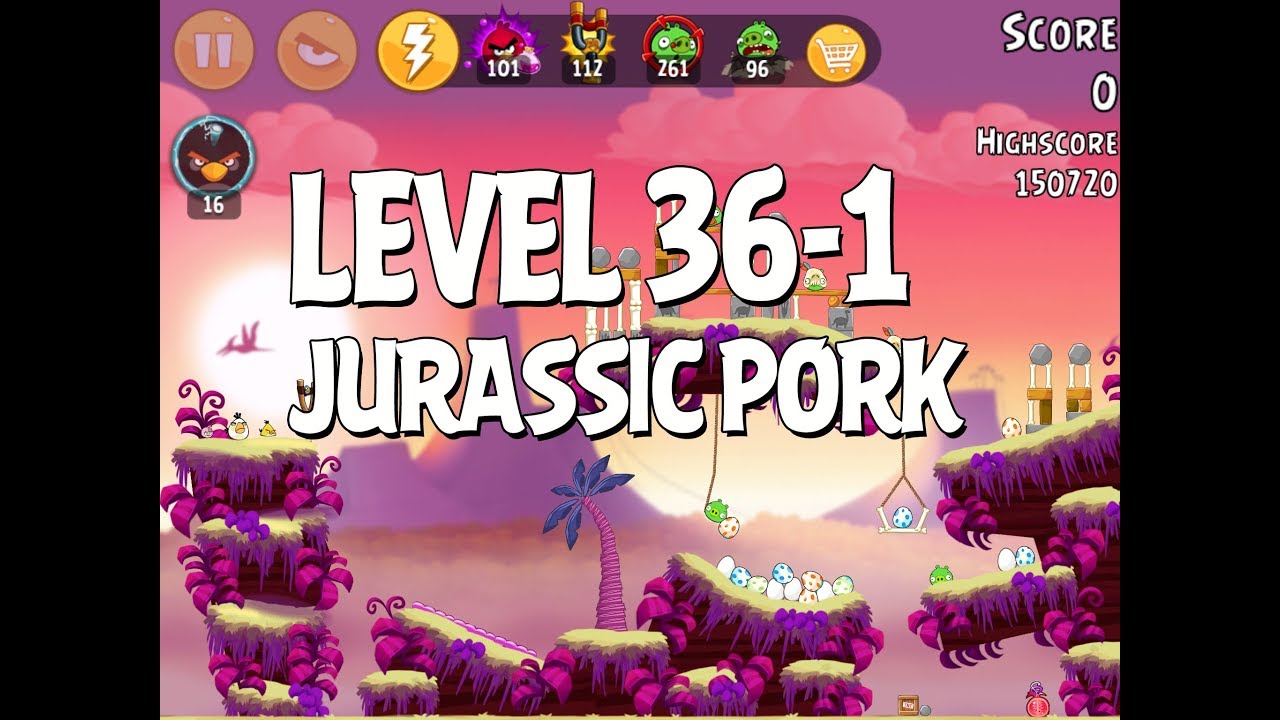 Angry Birds Jurassic Pork Level 36-1 Walkthrough 3 Star - YouTube