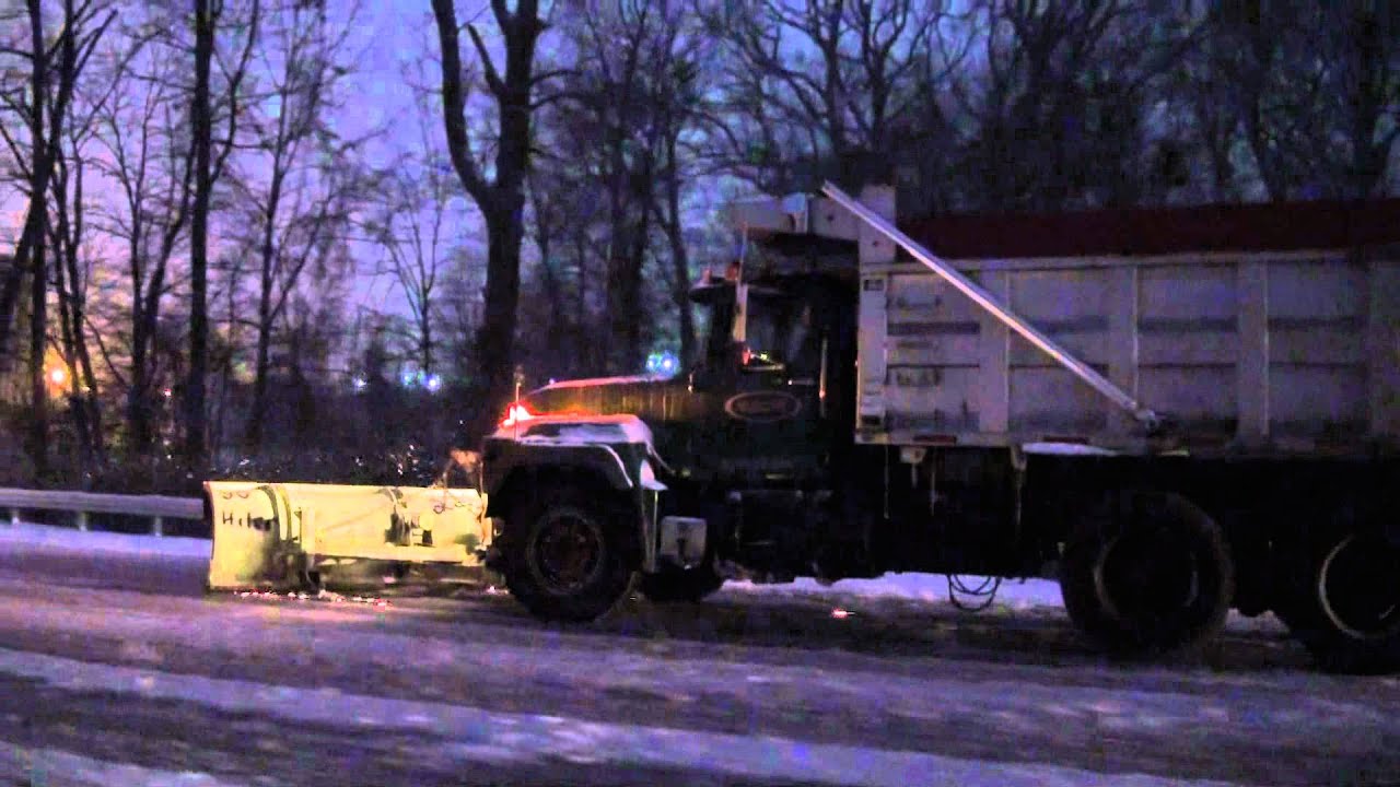 Snowplows Plowing On the Highway In a Snow Storm - YouTube