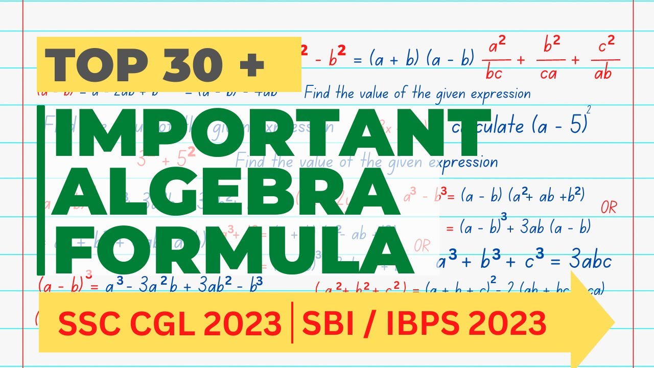 Top 30+ Important Algebra Formulas with Example | SSC CGL 2023 | SBI ...
