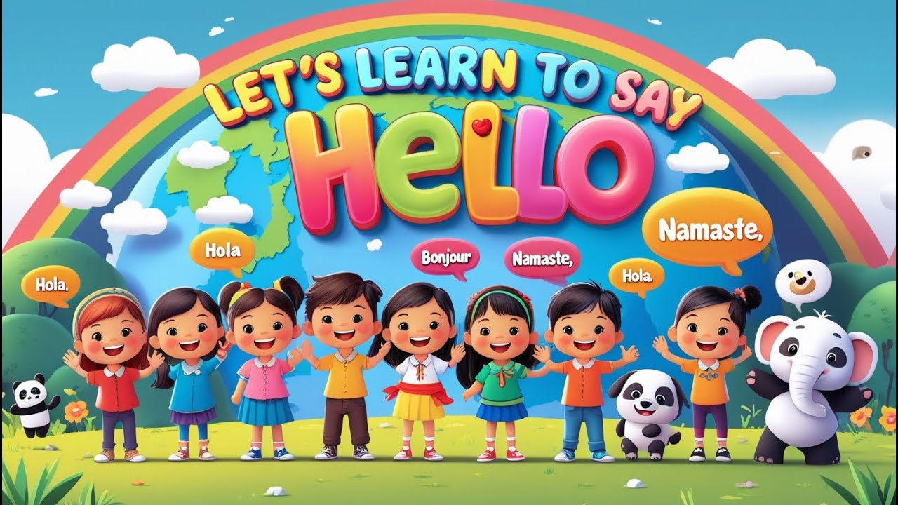 Let’s Learn to Say Hello🌍 | Fun and Easy Greetings Song for Kids | AI ...