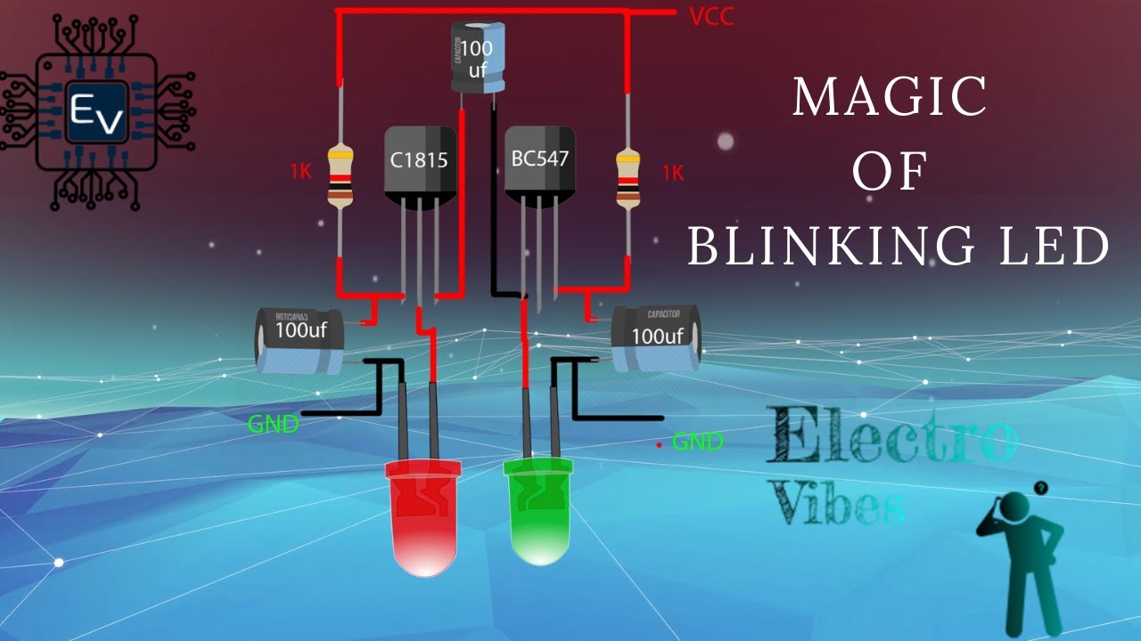 Blinking LED Circuit using c1815 or bc547 | Magic of blinking LED ...