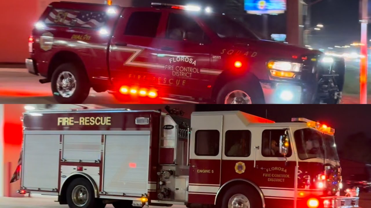 Florosa Fire Control District Squad 51 & Engine 5 Responding - YouTube