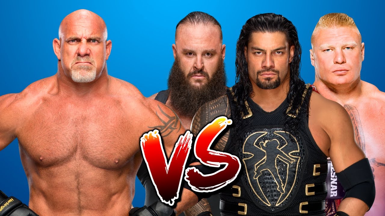 Goldberg vs. Roman Reigns & Brock Lesnar & Braun Strowman - Handicap 1 ...